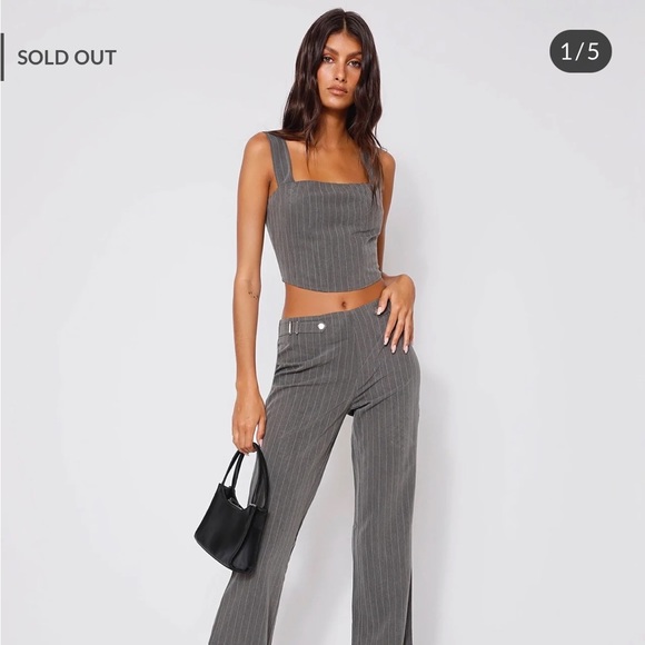 Tiger Mist | Tops | Charcoal Pinstripe Top | Poshmark